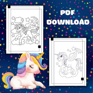 Unicorn Coloring Pages, Digital Download, PDF Instant Download, 15 ...