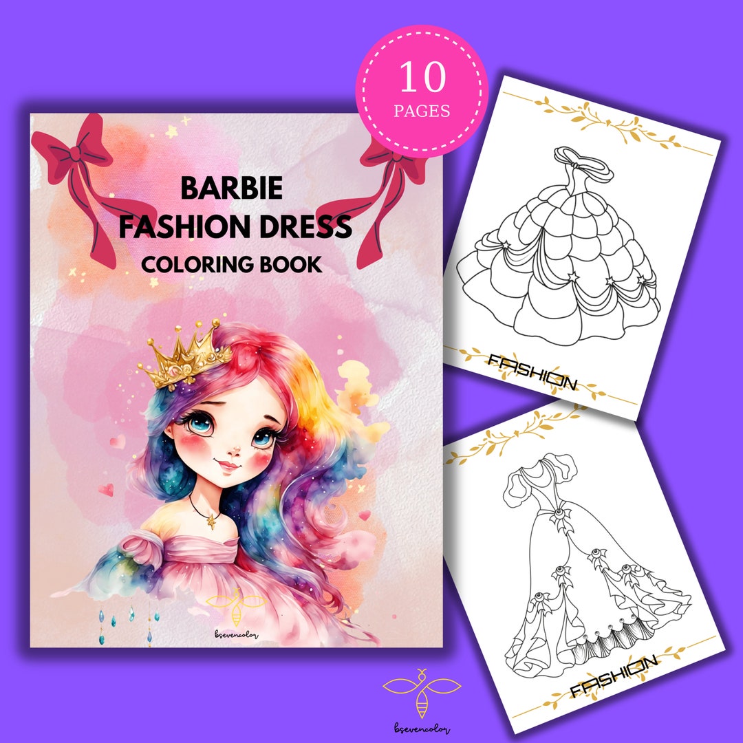 Barbie Fashion Dress Coloring Book, Digital PDF Download, Coloring Book ...