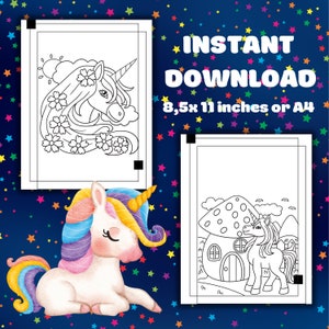 Unicorn Coloring Pages, Digital Download, PDF Instant Download, 15 ...
