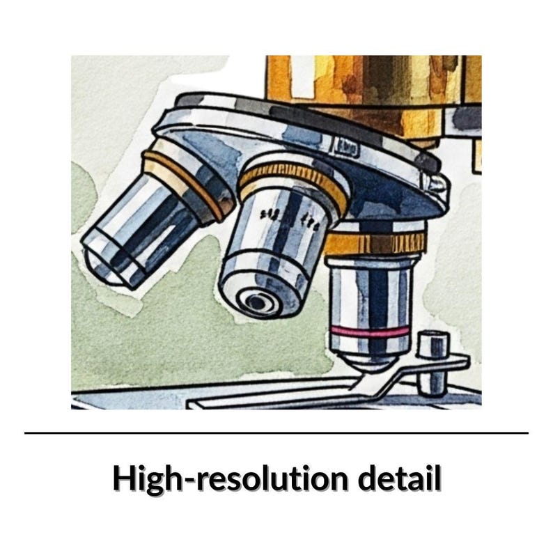 Watercolor Microscope Wall Art | Science Laboratory Decor | Medical ...