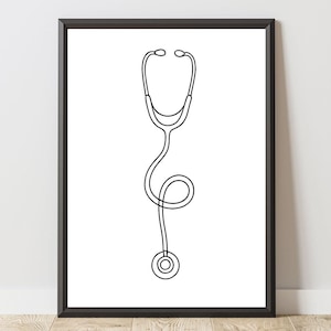 Stethoscope One Line Art: Minimalist Medical Printable (digital ...