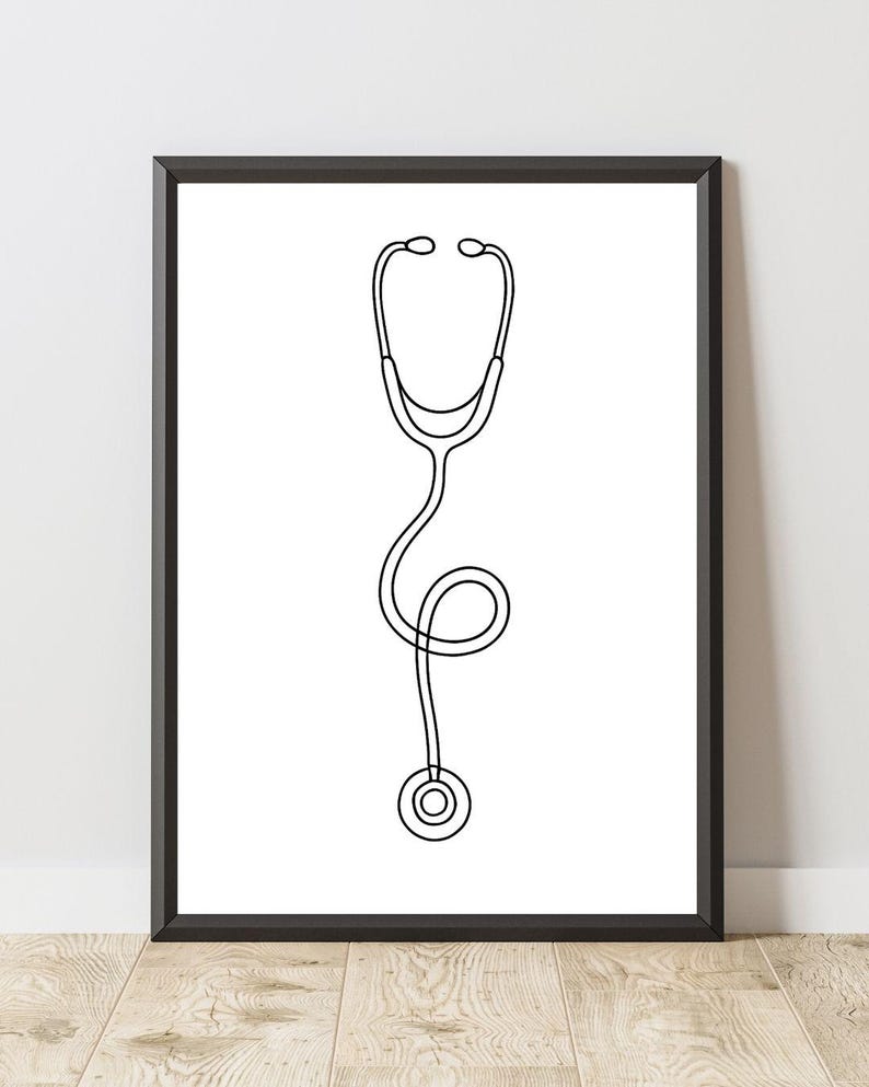 Stethoscope One Line Art: Minimalist Medical Printable (digital ...