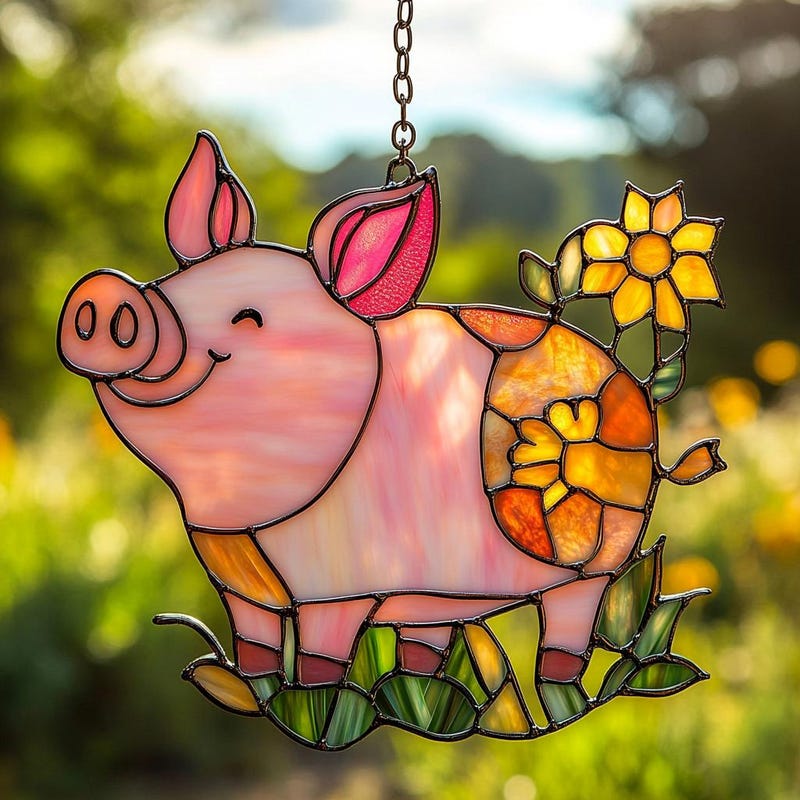 Stained Glass Pig - Etsy