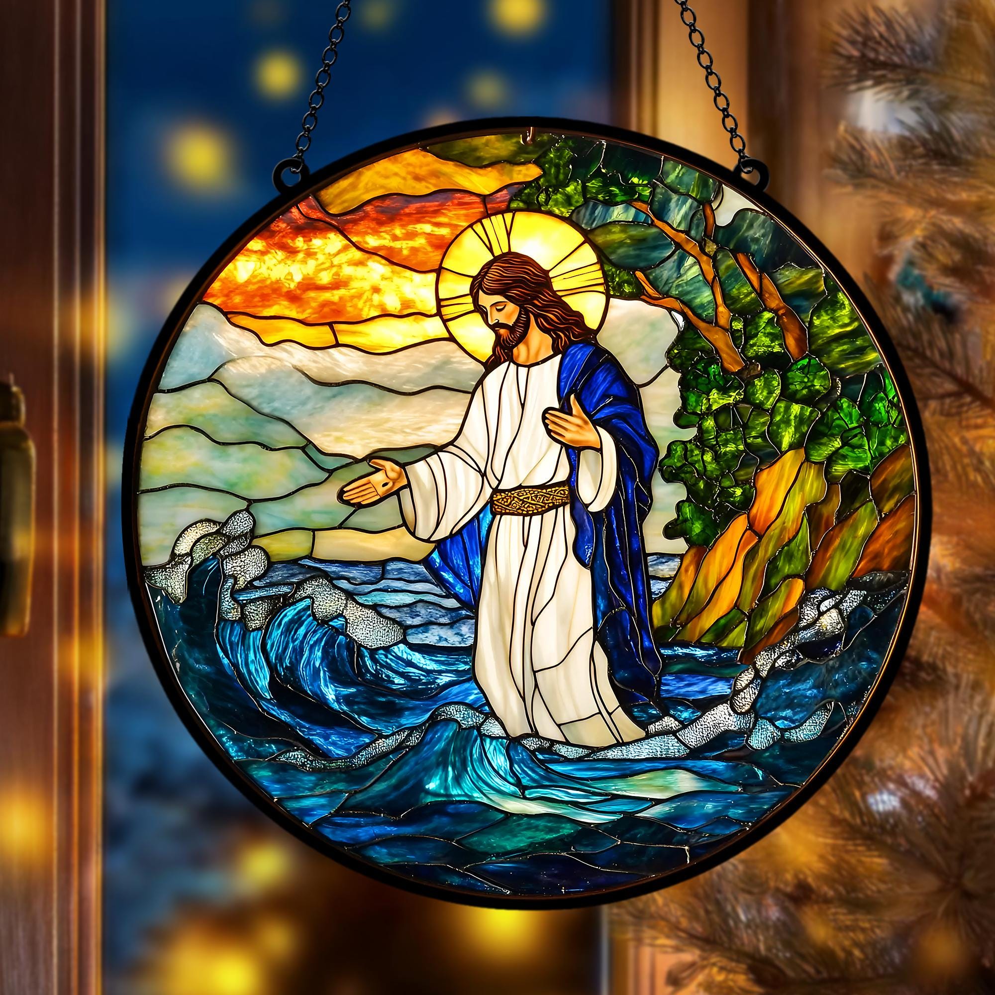 Christian Jesus Christ Ornament, Nativity Suncatcher, Religious ...