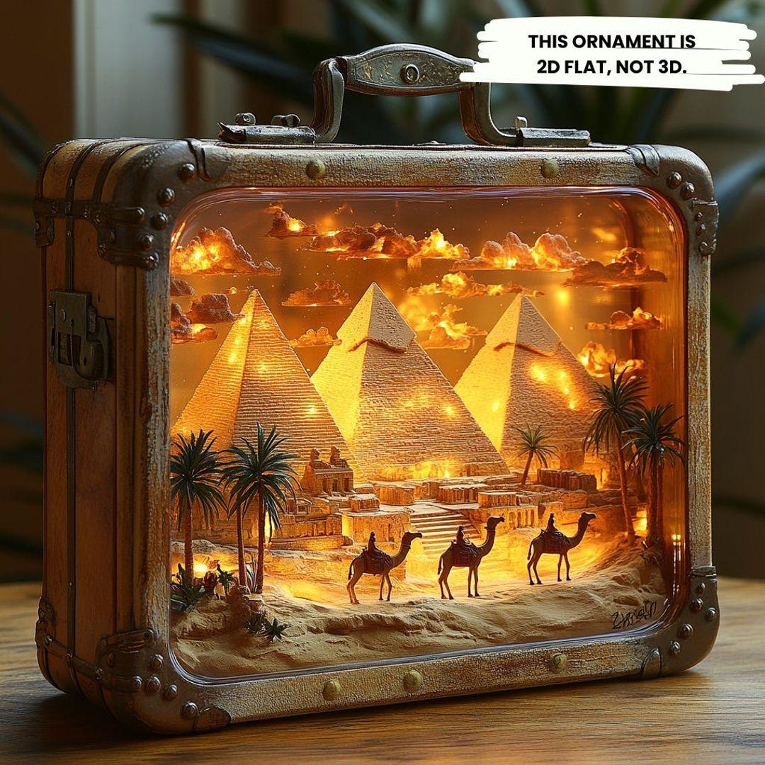 Egyptian Pyramids Lightbox Diorama – Illuminated Desert Scene in ...