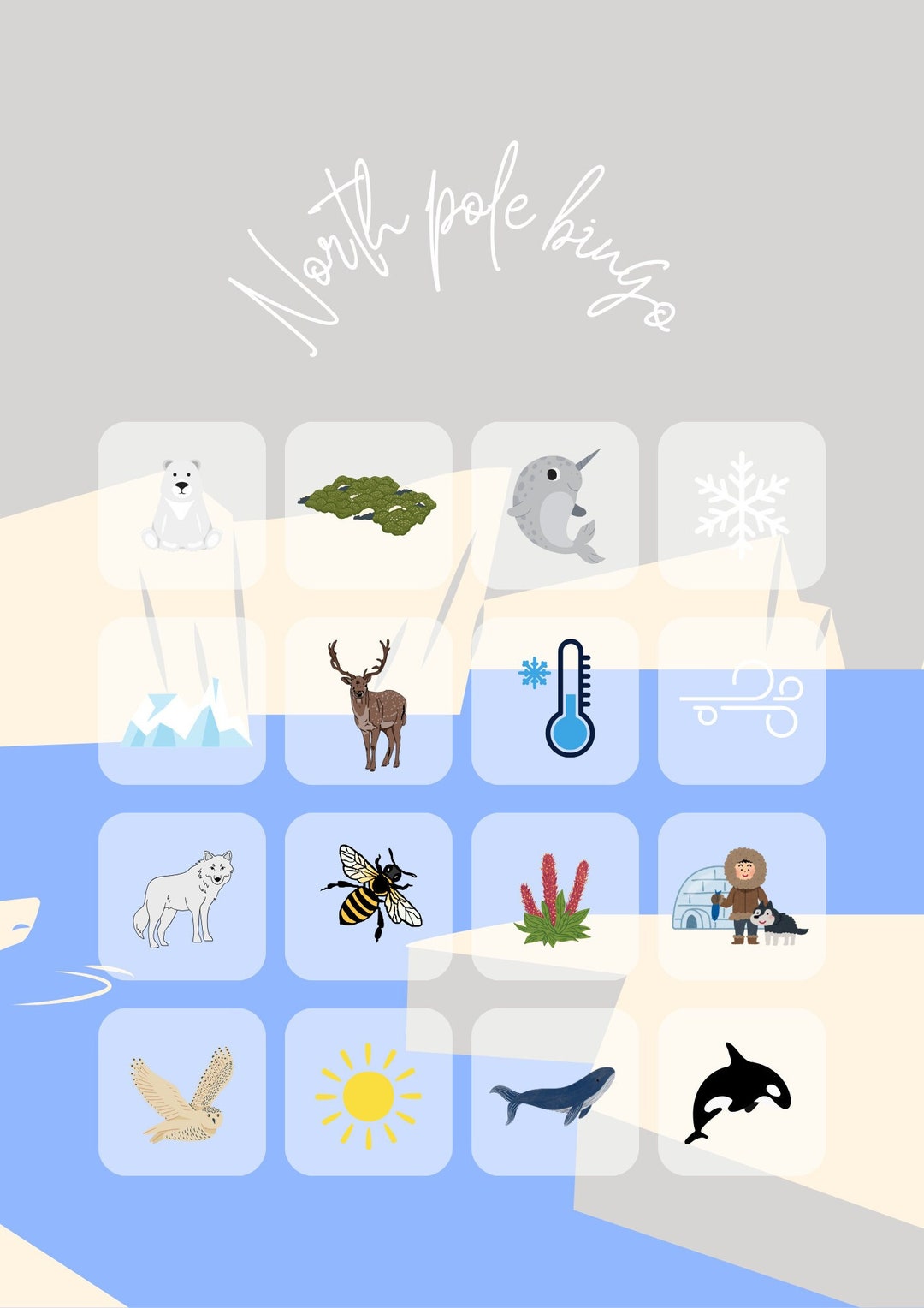 20 Printable Digital Bingo Cards North Pole Theme Printable Game Canva ...