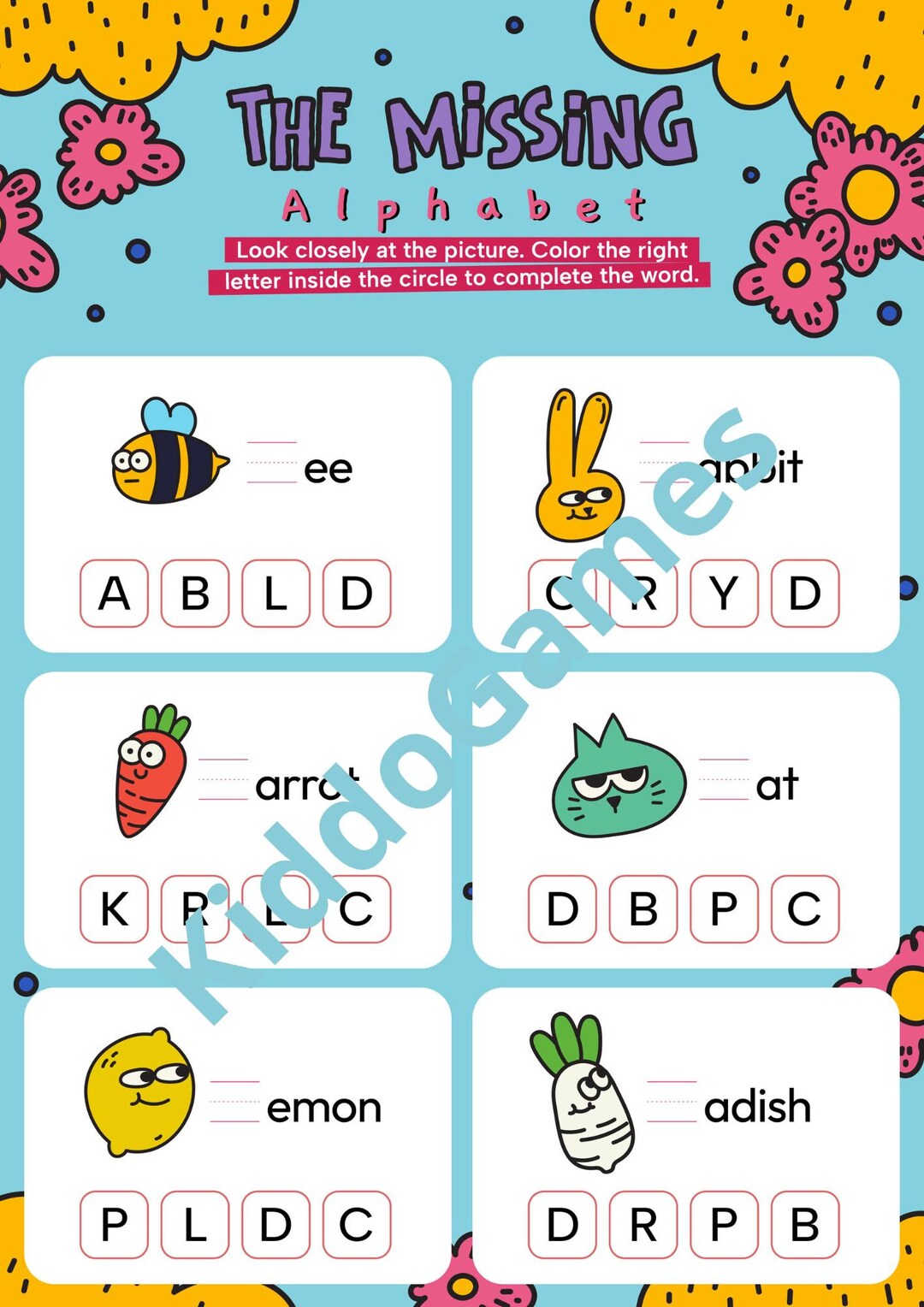 Printable PDF Template Alphabet Missing Letter Game for Kids - Etsy