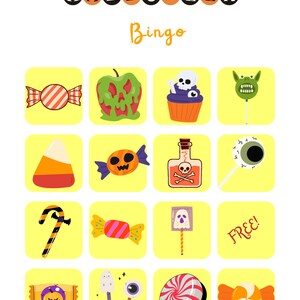 50 Printable Digital Bingo Cards Canva Halloween Theme Party Game ...