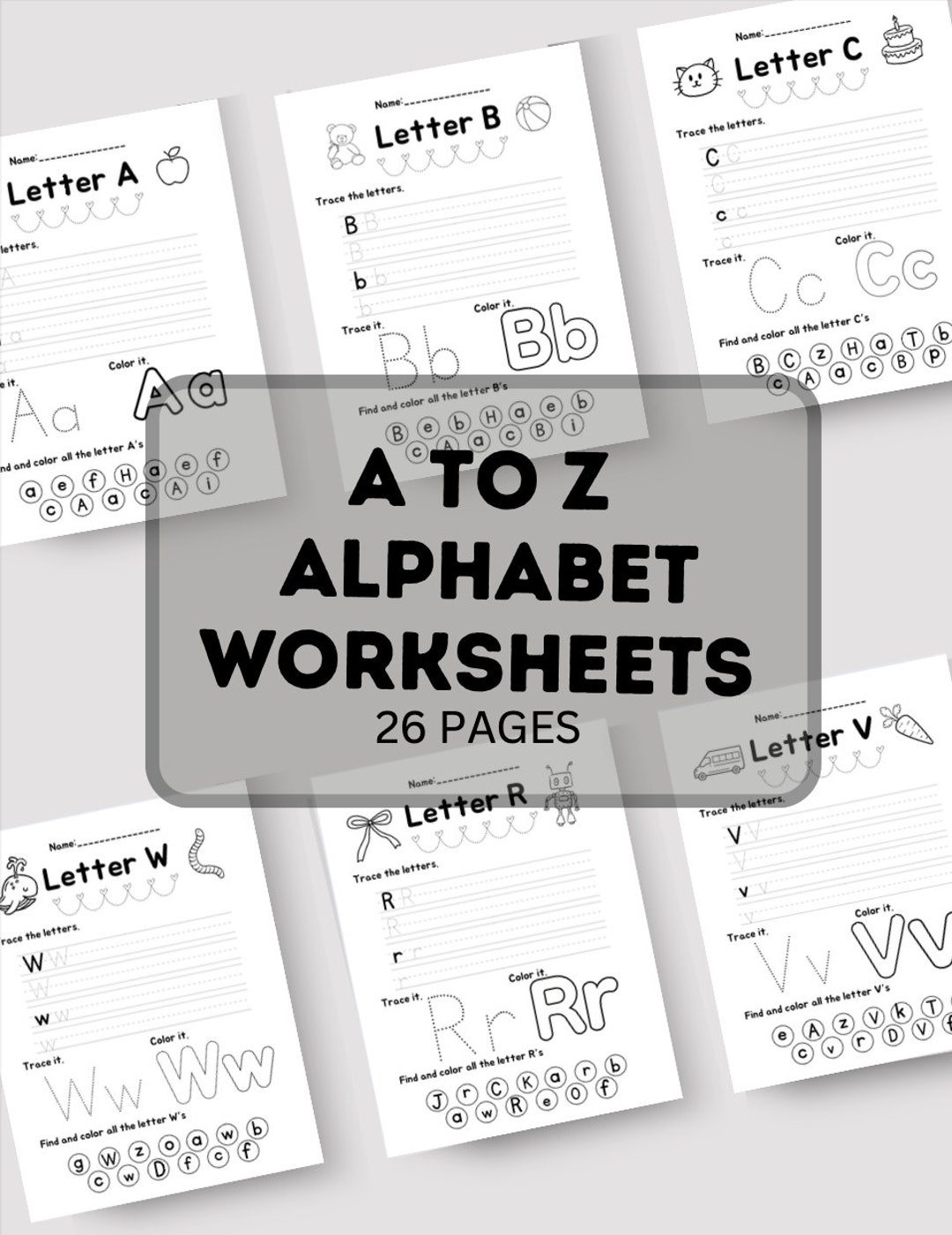 Printable Alphabet Activity Sheets Preschool Learning Letters Practice ...