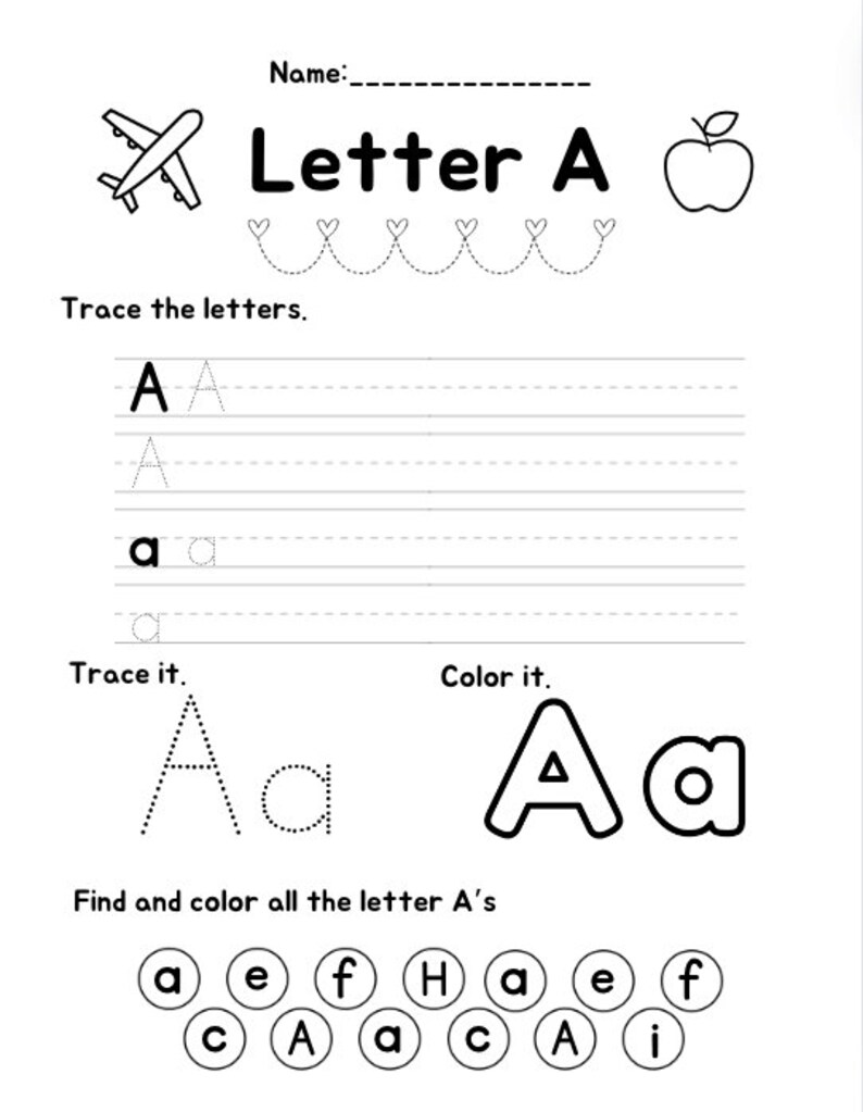 Printable Alphabet Activity Sheets Preschool Learning Letters Practice ...