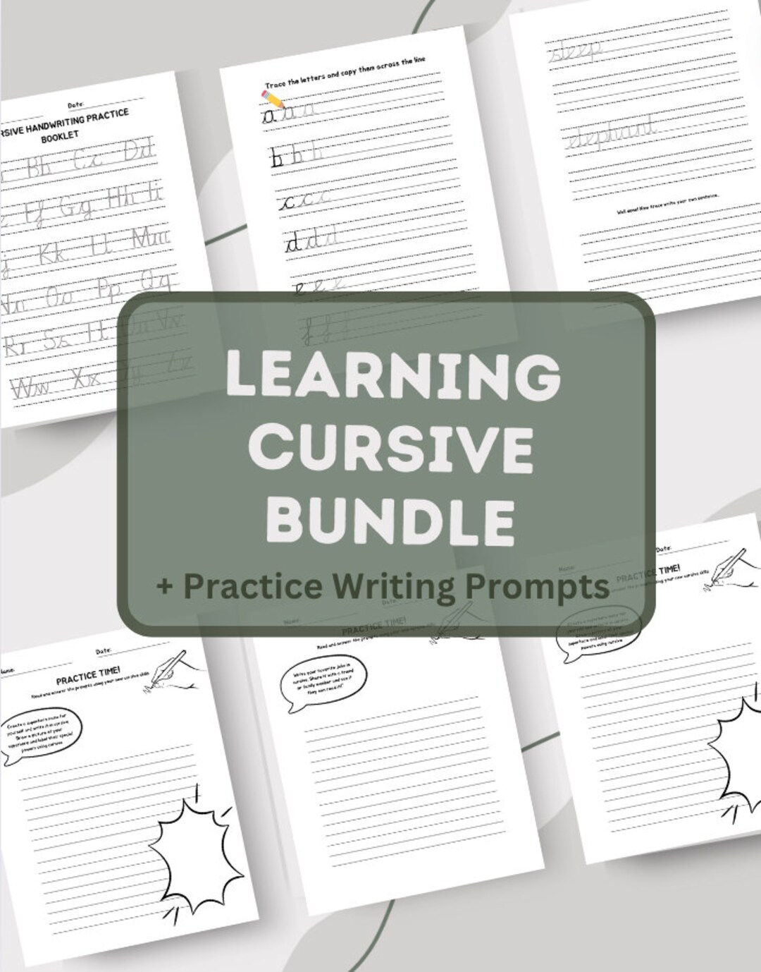 15 Page Learn Cursive Practice Prompts Many Fun Activities Ultimate ...
