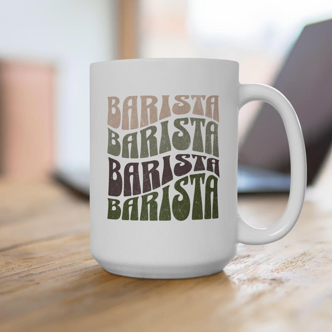Barista Coffee Mug, Wavy Font Ceramic Mug, Coffee Lover Gift ...