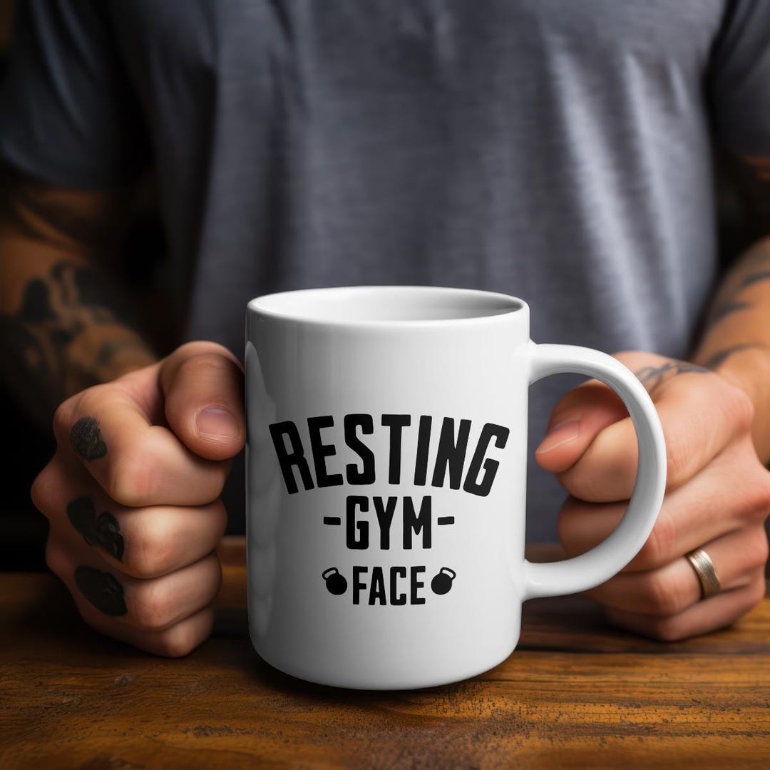 Resting Gym Face Ceramic Mug, Funny Workout Tea Cup, Fitness Coffee Mug ...