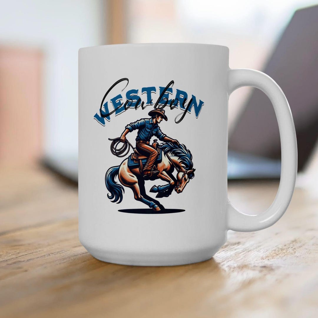 Western Cowboy Coffee Mug, Bull Rider Cup, Rodeo Lover Gift, Wild West ...