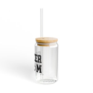 Soccer Mom Sipper Glass, Bamboo Lid Glass Cup, Soccer Ball Cup, Iced ...