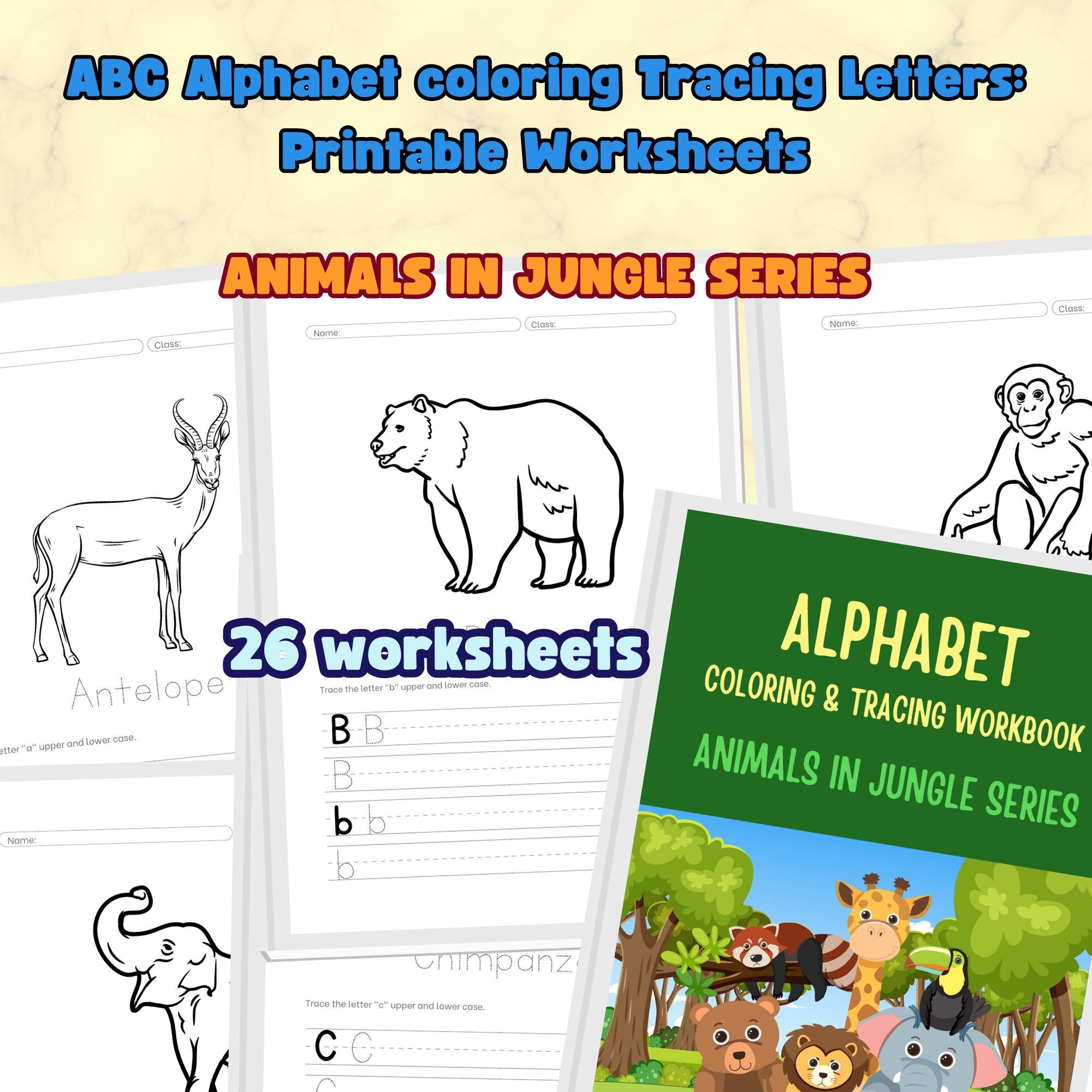 A-Z Animal Alphabet Coloring and Tracing Workbook for Preschool ...