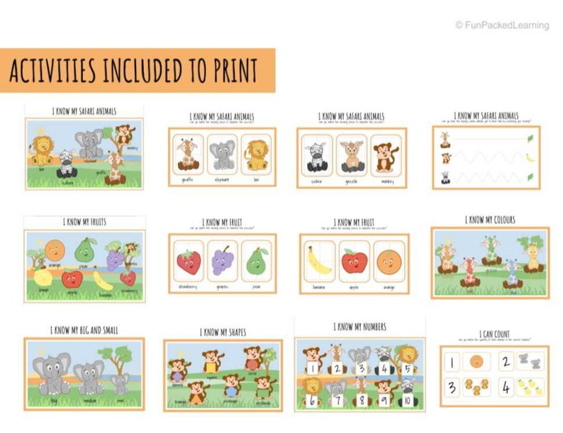 Safari Themed Busy Book Printable | Toddler Book | Fun Learning ...