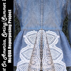 Victorian Reconstructed Denim Jacket With Peplum and Lace Applique - Etsy