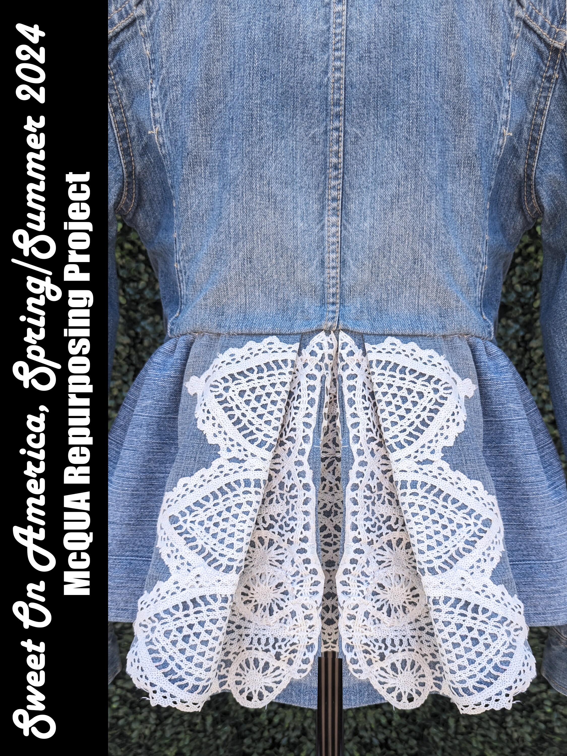 Victorian Reconstructed Denim Jacket With Peplum and Lace Applique - Etsy
