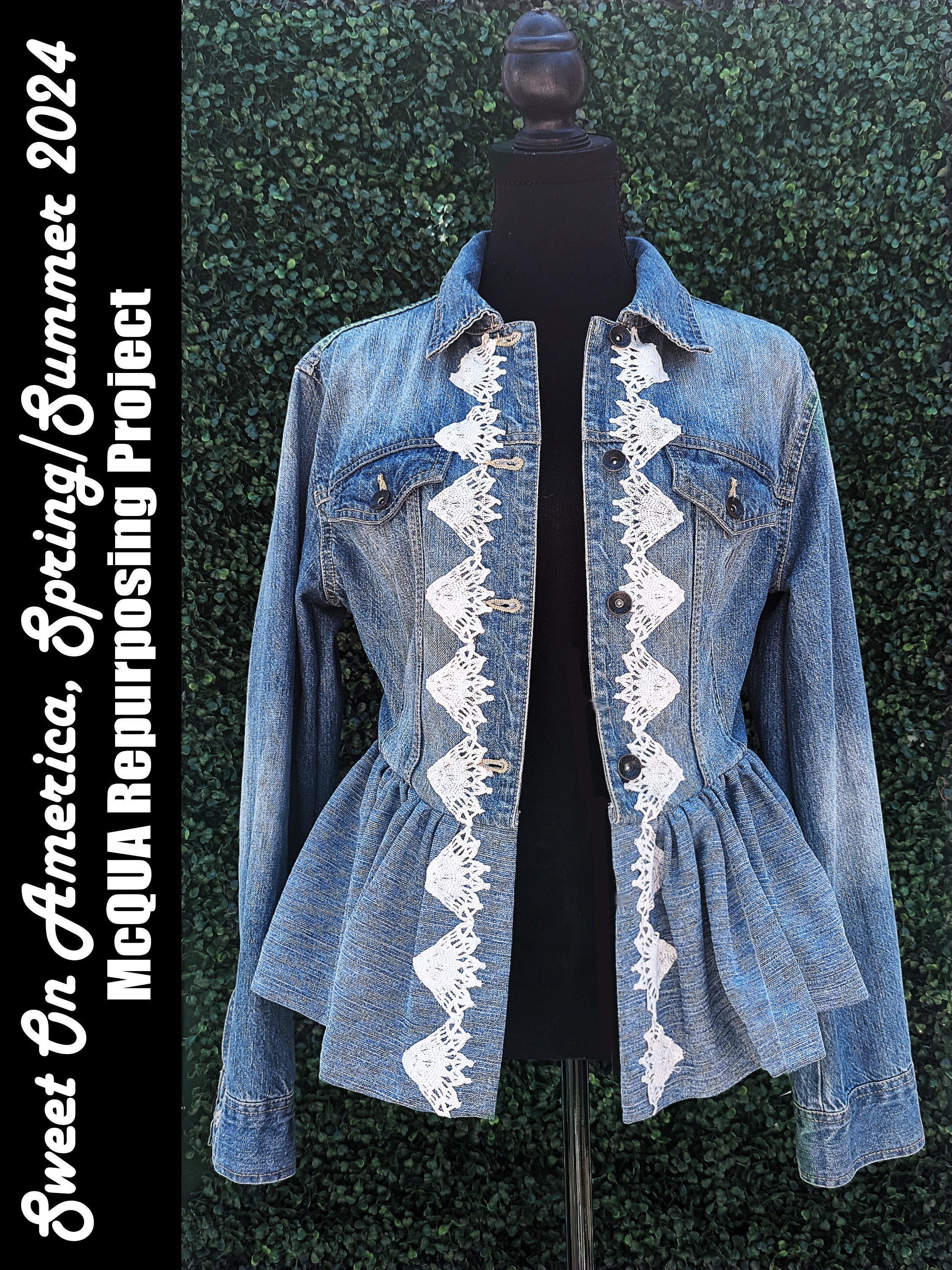Victorian Reconstructed Denim Jacket With Peplum and Lace Applique - Etsy