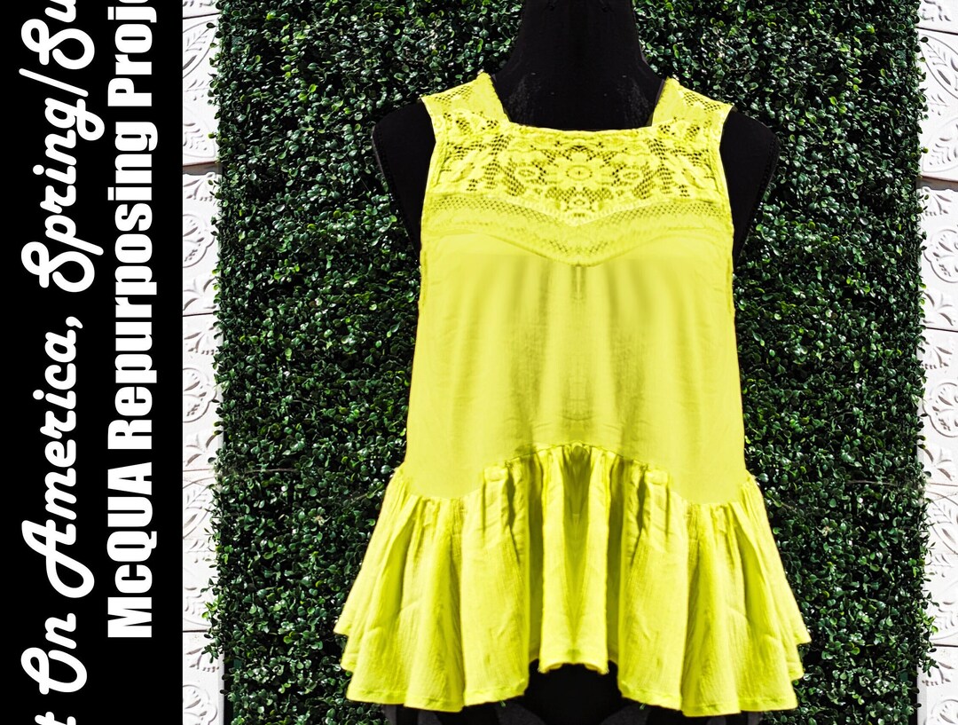 Yellow Crinkle Cotton Baby Doll Top With Lace Yoke - Etsy