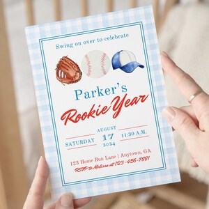 Baseball 1st Birthday Invitations, Rookie of the Year Birthday ...