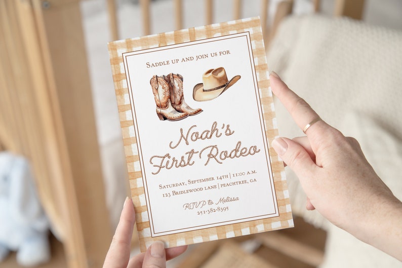 1st Rodeo Birthday Invites, Cowboy Birthday Invitation, 1st Birthday ...