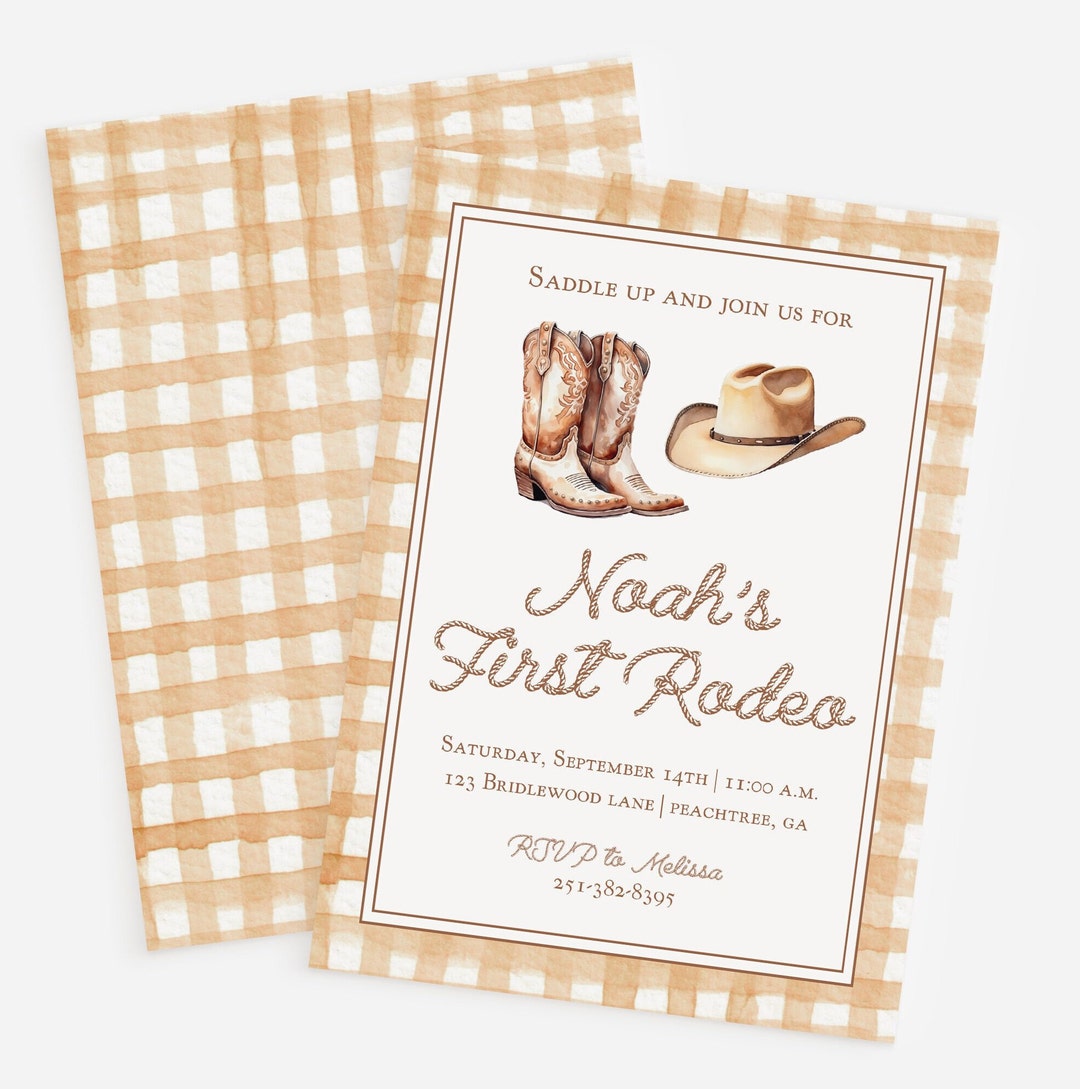 1st Rodeo Birthday Invites, Cowboy Birthday Invitation, 1st Birthday ...