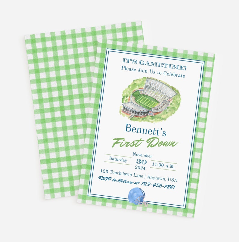 First Down Birthday Invitation, Football Birthday Invitation, Boy 1st ...