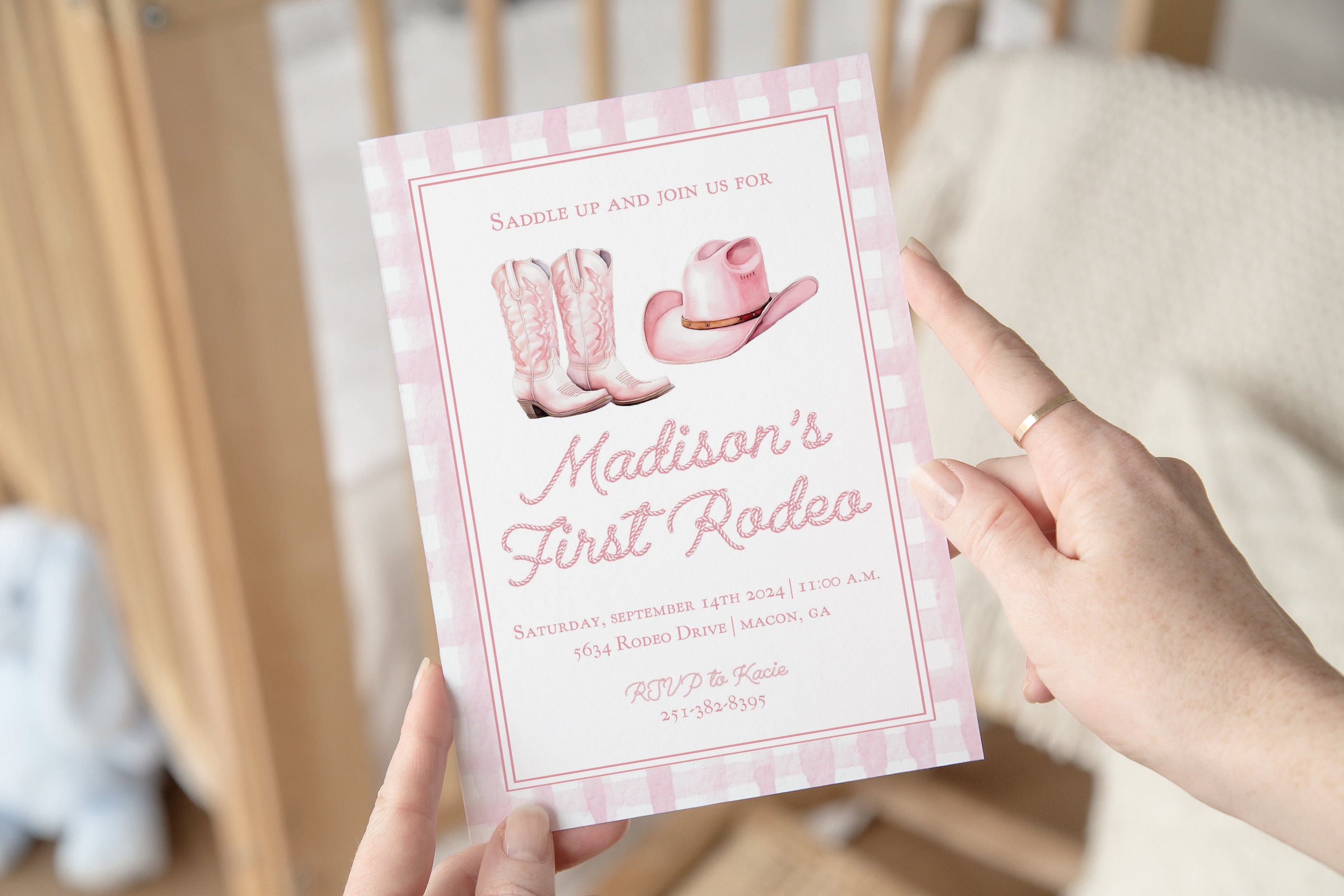 1st Rodeo Birthday Invites, Cowgirl Birthday Invitation, 1st Birthday ...