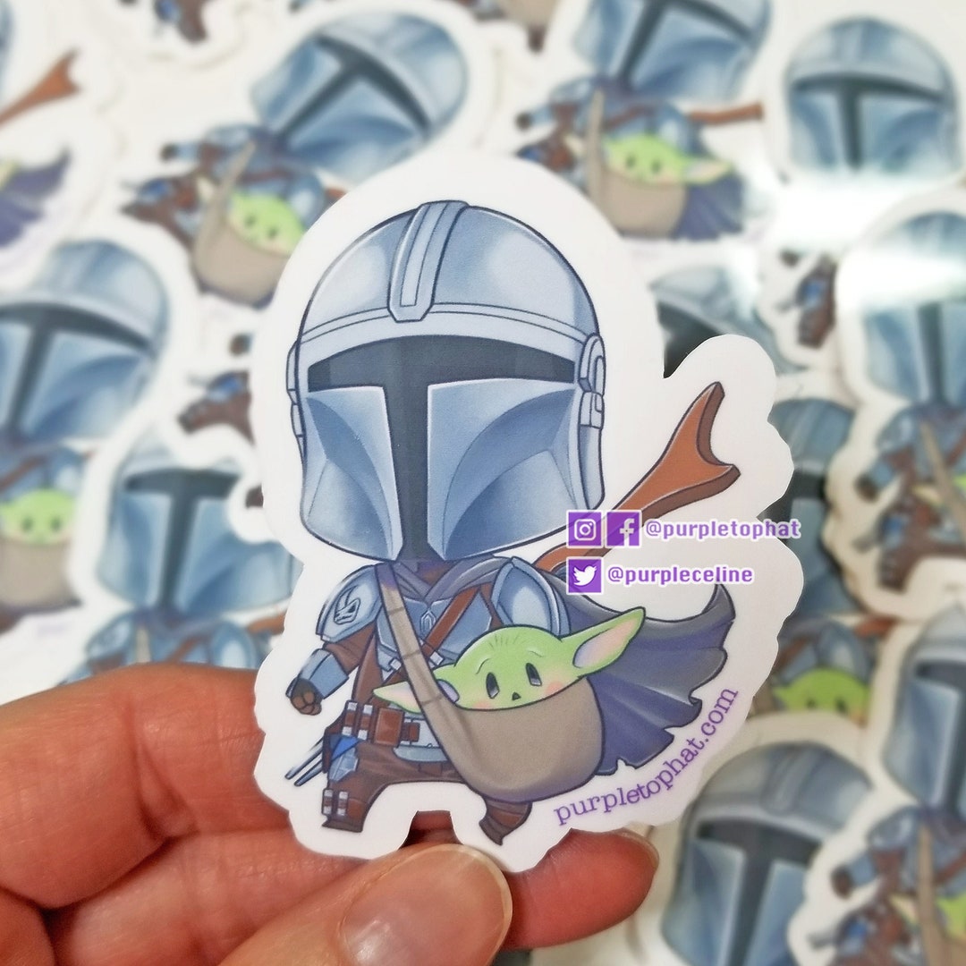 Star Wars Chibi Mando Baby Grogu Die Cut Sticker - Etsy