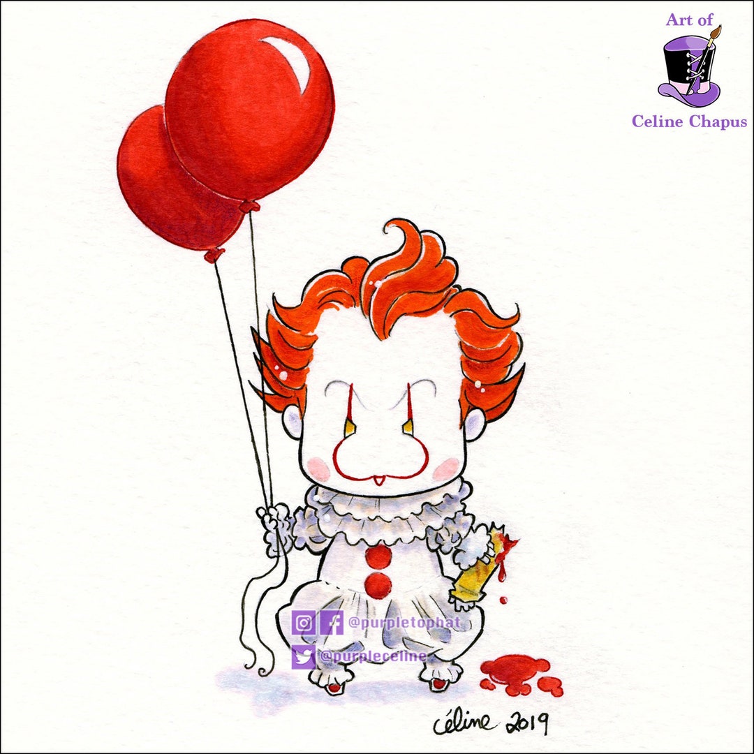 Chibi Art Print: Pennywise the Dancing Clown - It Movie - Cute Horror ...