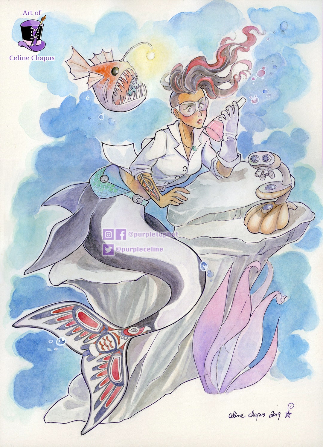 Science Genius Mermaid: A Fantasy Art Print - Etsy