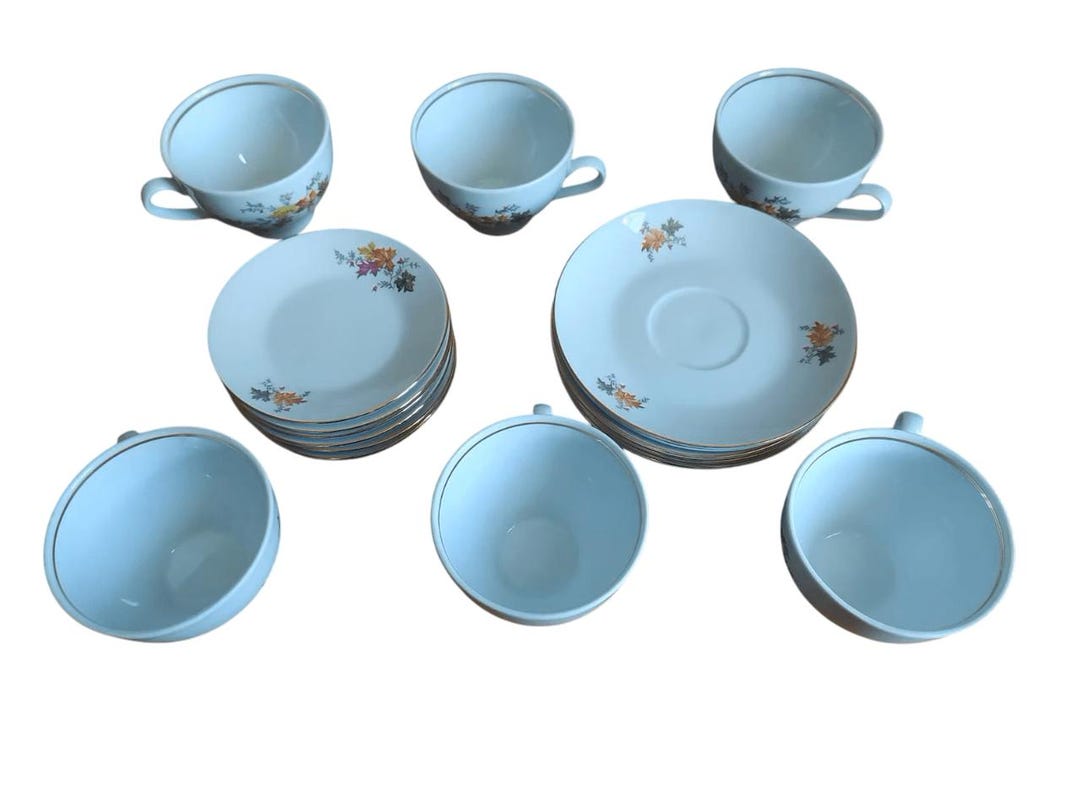 Set Tea Cups Coffee Porcelain Vintage Colditz, Cups 6 Pcs Saucers 6 Pcs ...