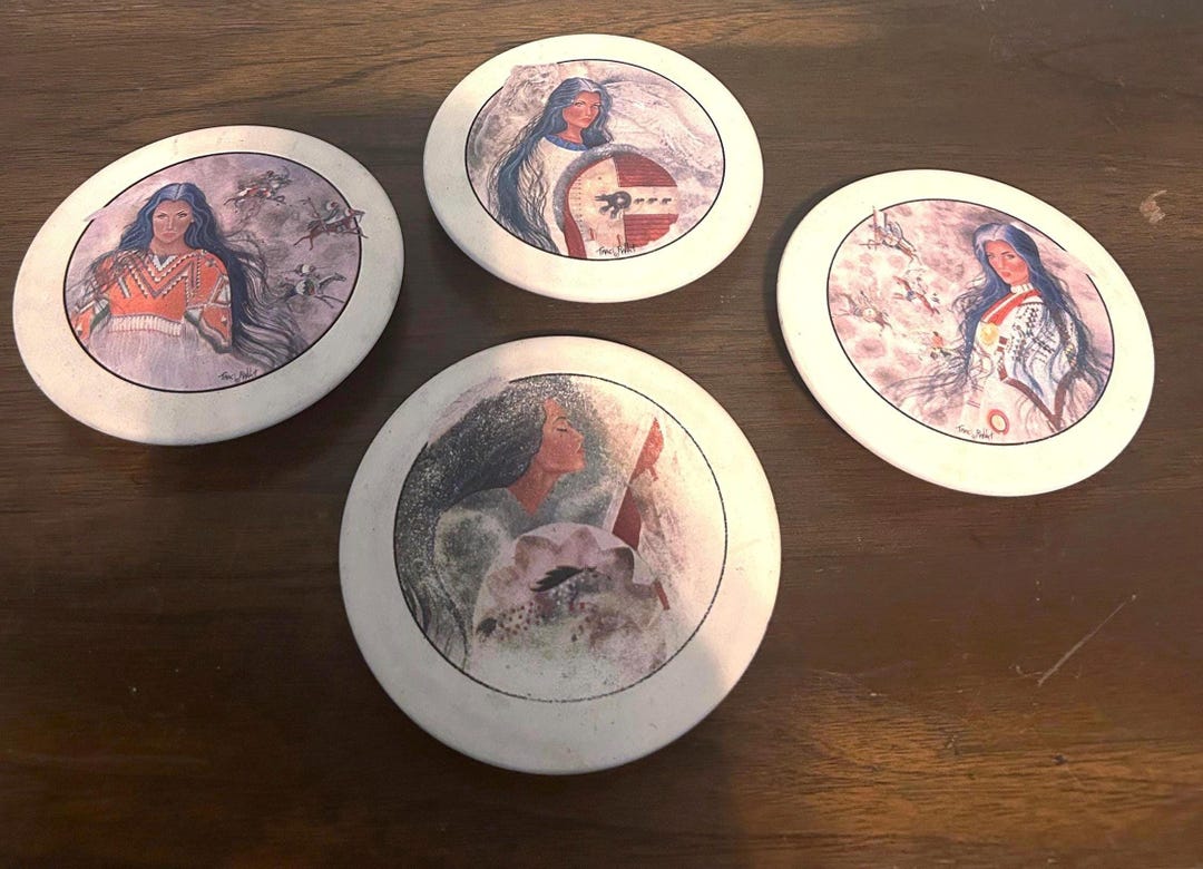 Vintage Native American Sandstone Coasters ~ Set of 4 - Etsy
