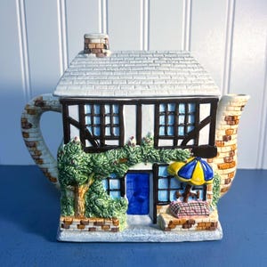 Vintage Ceramic Village Tea Shop Teapot W/ Handle - Etsy