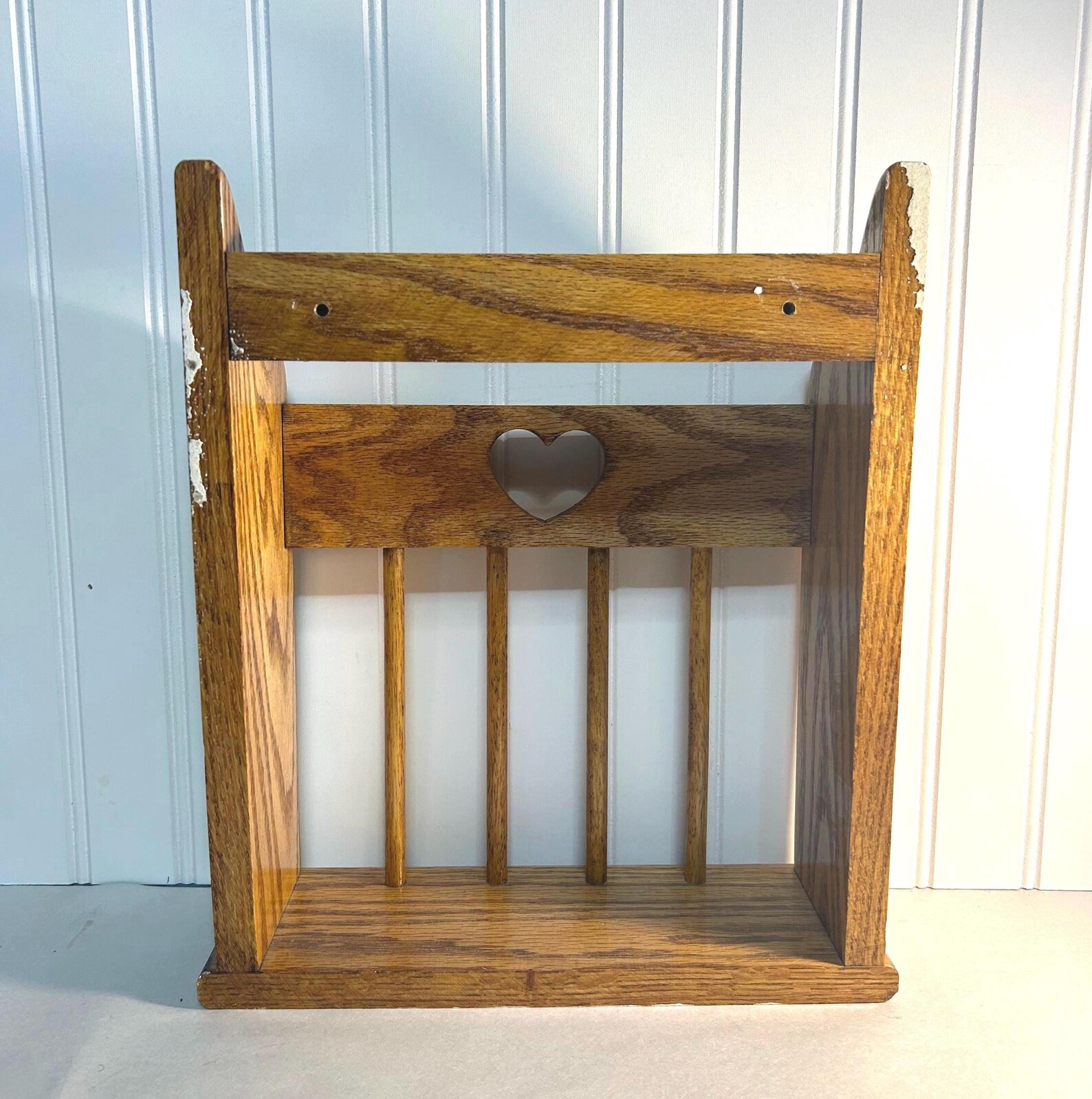 Vintage Solid Wood Wall Magazine Rack W/ Heart Cut Out ~ 12.5” - Etsy