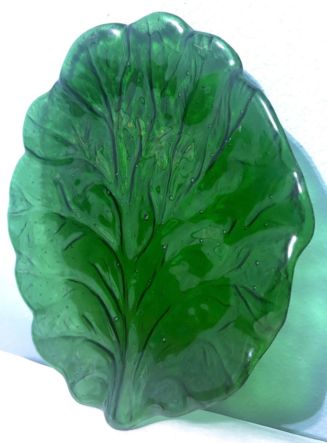 Vintage Emerald Green Glass Cabbage/leaf Platter ~ 12” - Etsy
