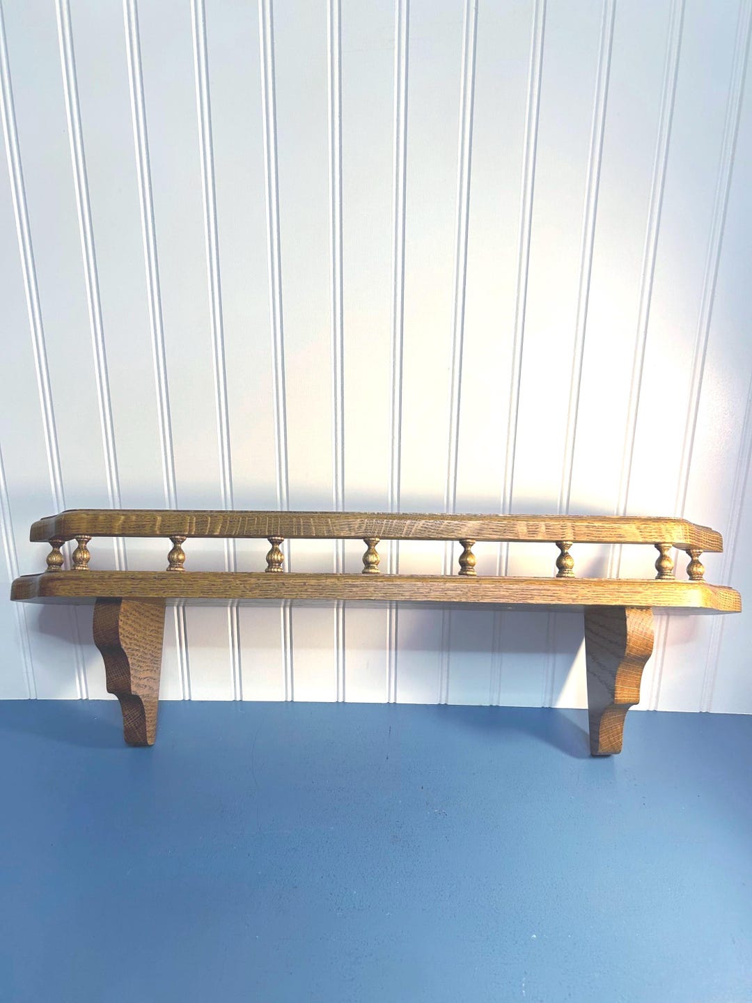 Vintage Solid Wooden Rail Shelf W/ Spindles 23 - Etsy