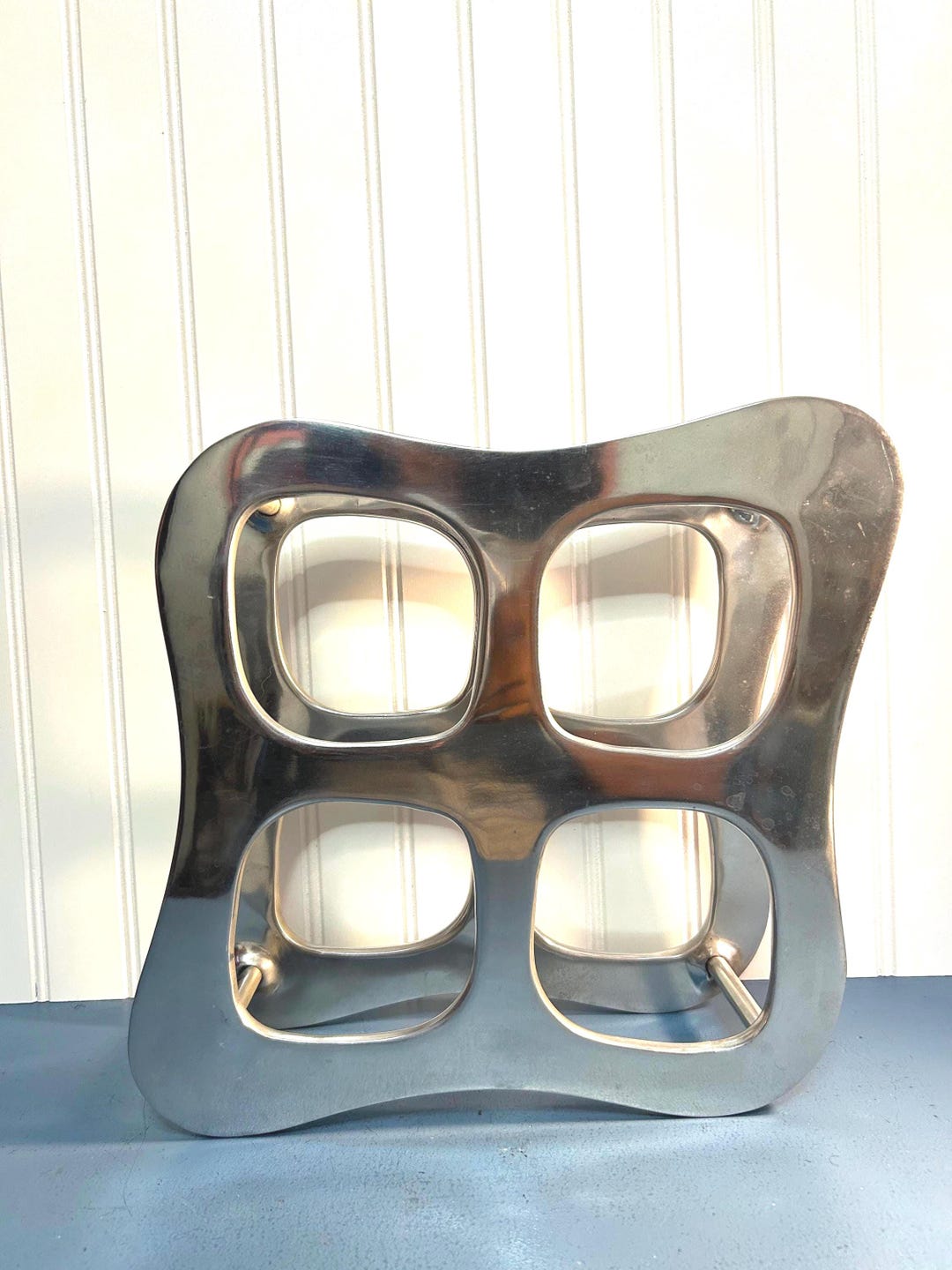 Vintage Aluminum Wine Rack for Countertop/ Table Holds 4 Bottles 11x 11 ...