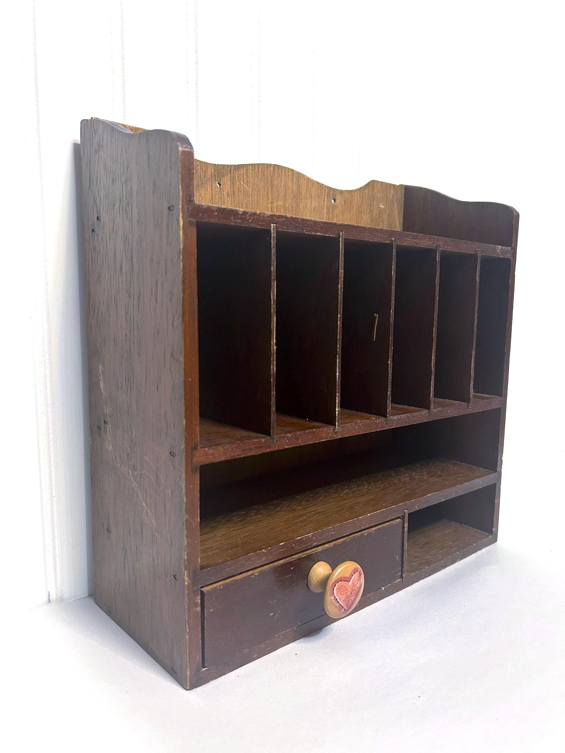 Vintage Wood Organizer W/ Cubby, Wall/ Desktop ~ 11.25” - Etsy