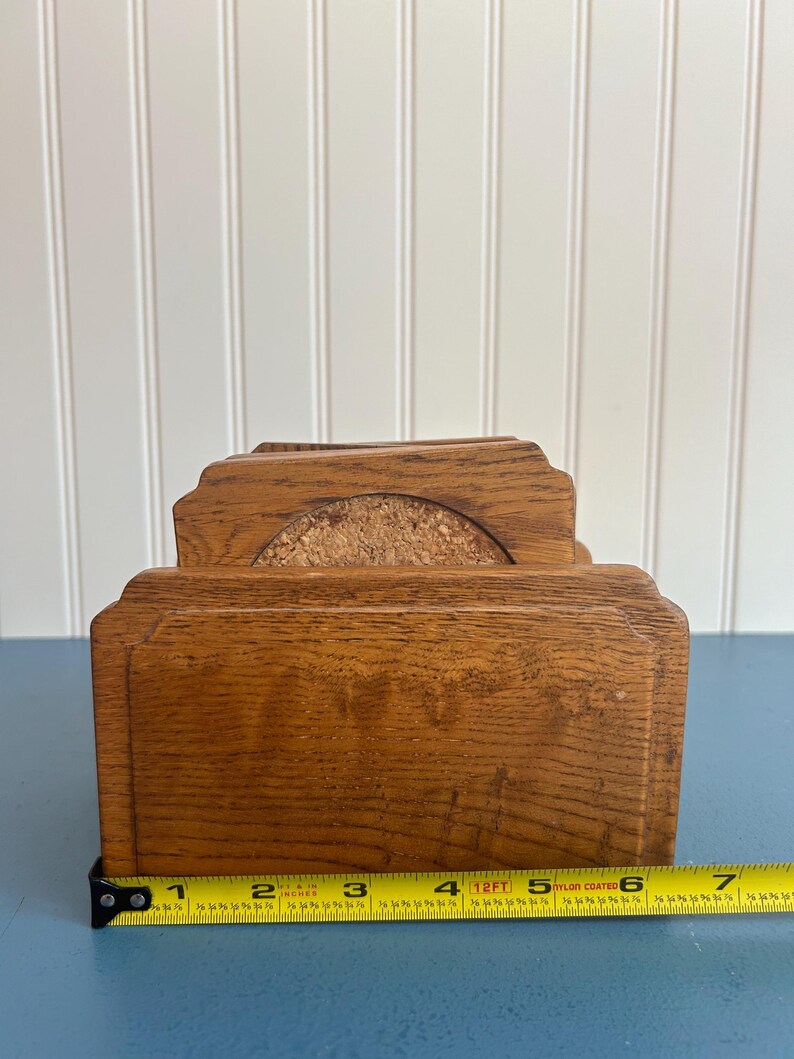 Vintage LARGE Wood & Cork Coasters W/ Caddy 6.5x 5 Set of 7 - Etsy