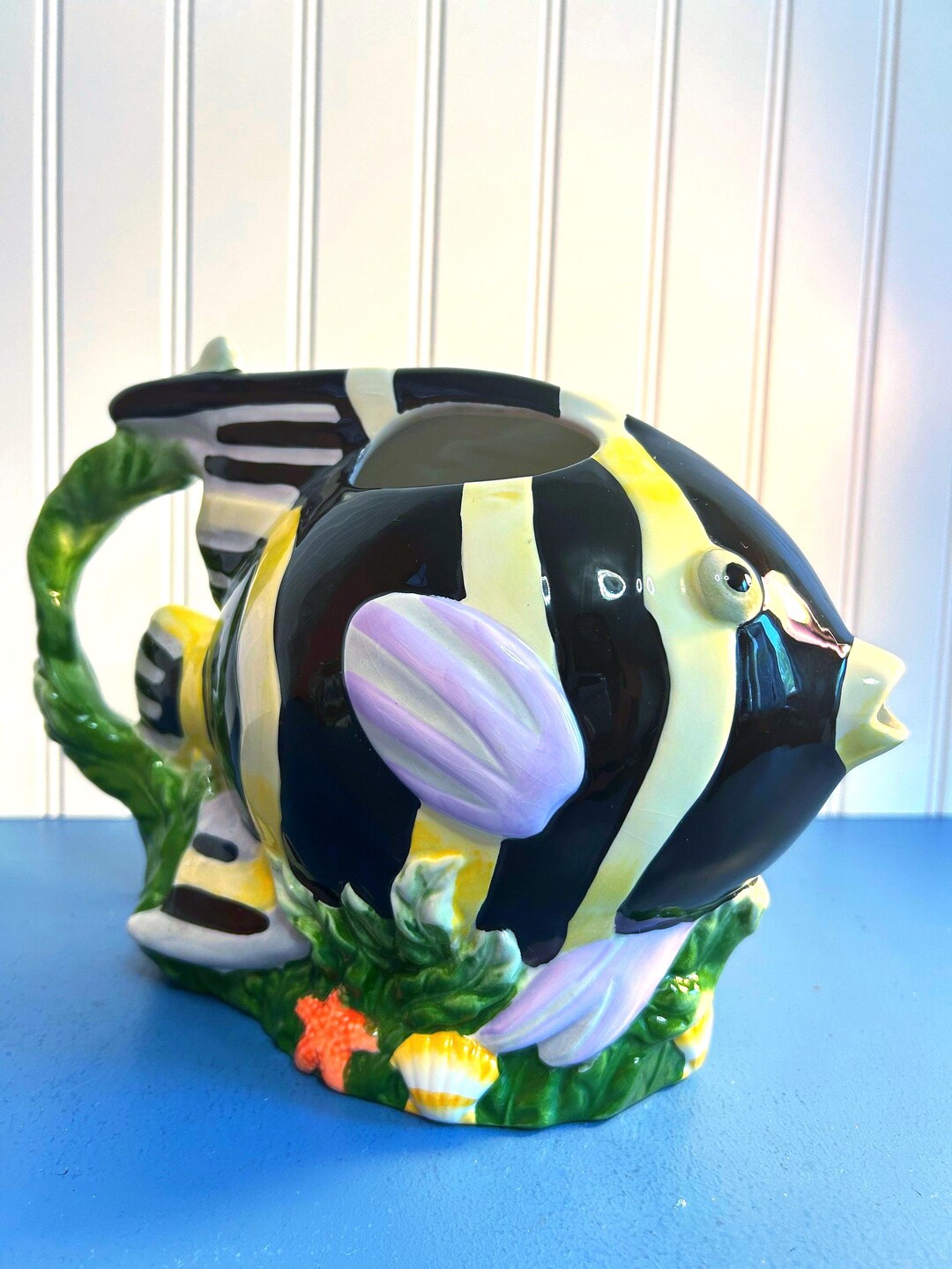 Vintage Sakura CLARE MURRAY Tropical Fish Creamer Water Pitcher Hand ...