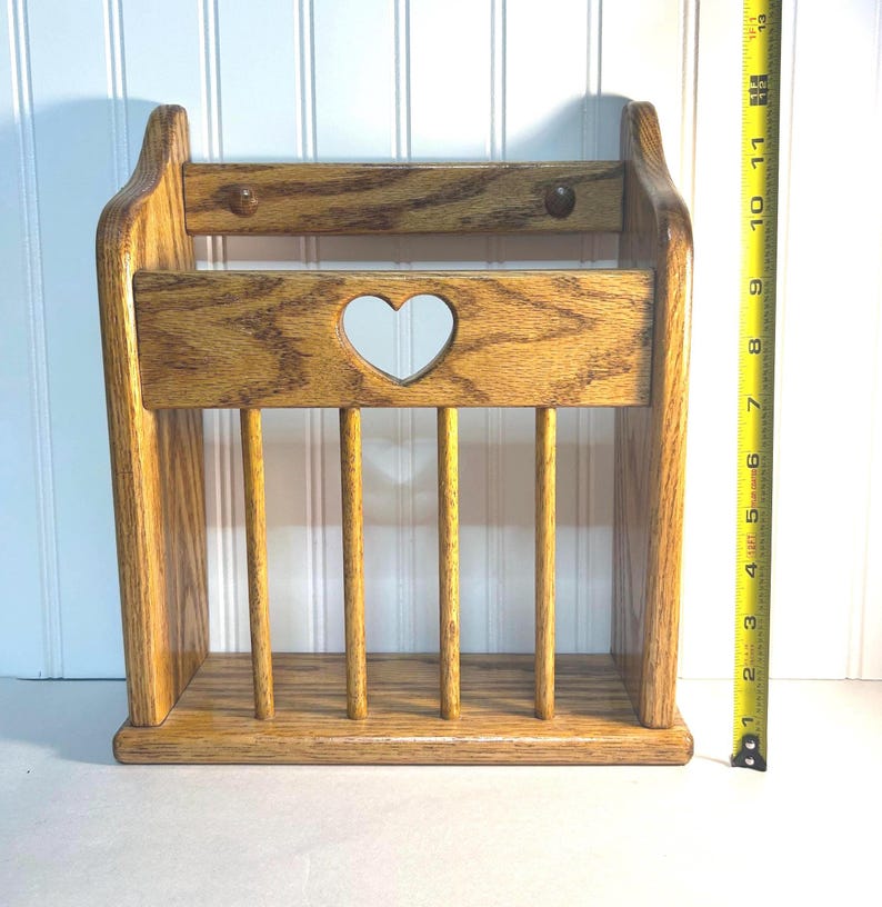 Vintage Solid Wood Wall Magazine Rack W/ Heart Cut Out ~ 12.5” - Etsy