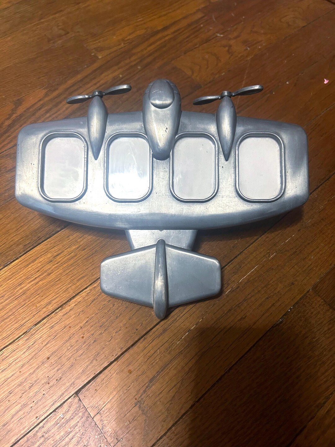 Pewter Airplane Picture Frame, Turning Propellers, Hold 4 Photo Frame ...