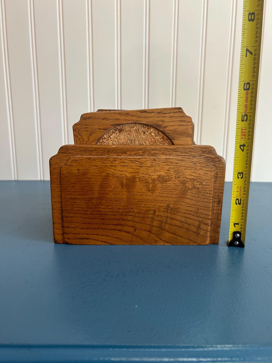 Vintage LARGE Wood & Cork Coasters W/ Caddy 6.5x 5 Set of 7 - Etsy
