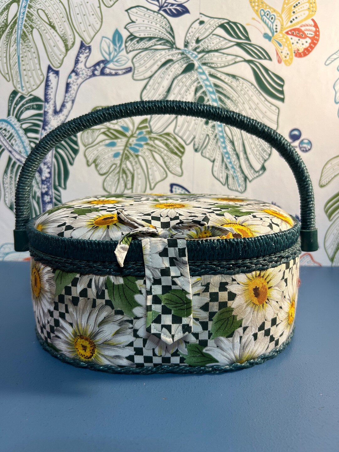 Vintage Sunflower Oval Shaped Sewing Box 10x7.5 - Etsy