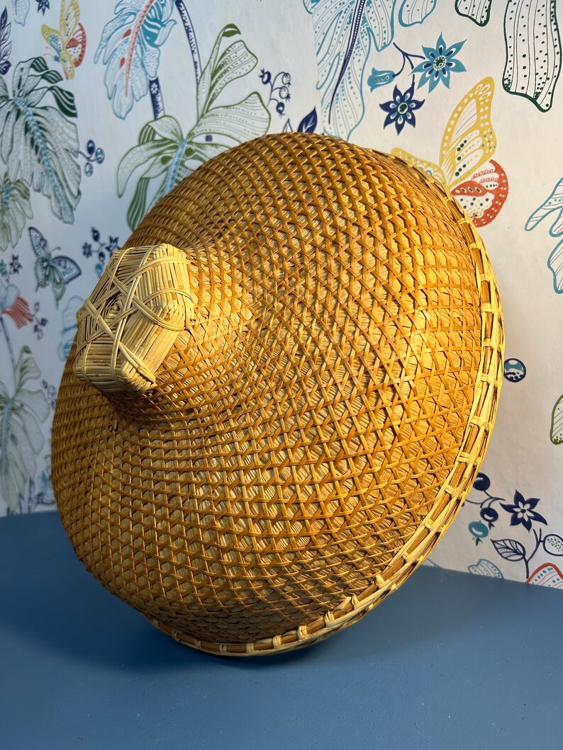 Vintage Asian Wicker Conical Coolie Hat Circa 1940’s/ Rattan Hat ~ 15 ...