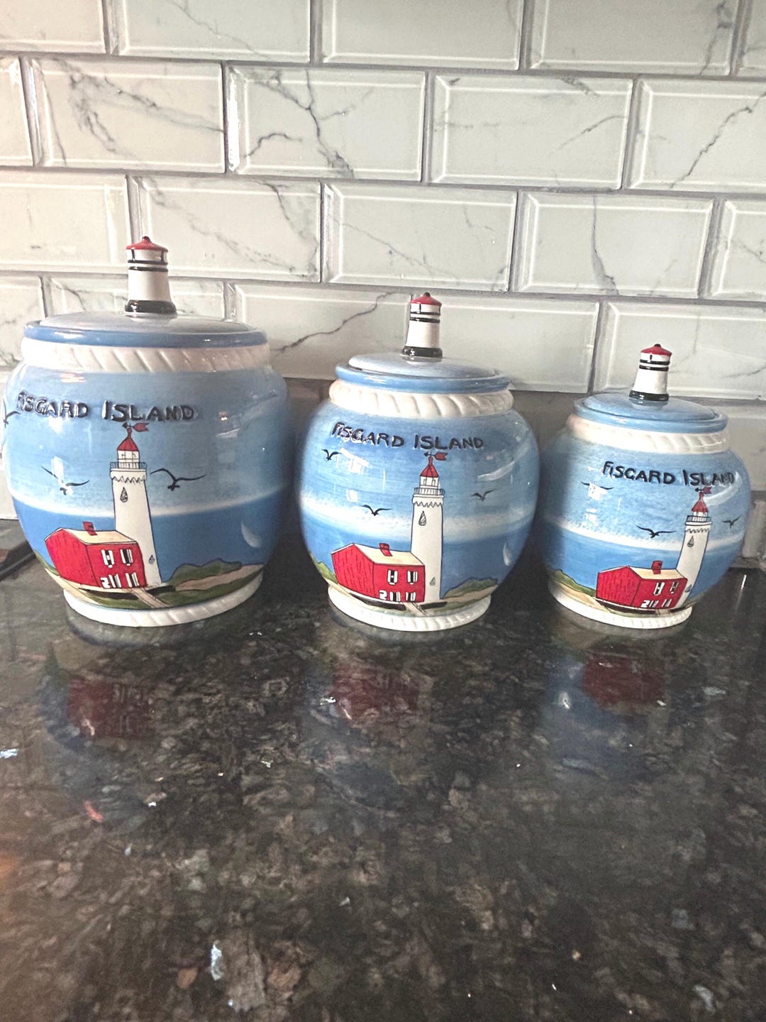 Vintage Lighthouse Canisters by Casa Vero Set of 3 by W/sealed Lids - Etsy