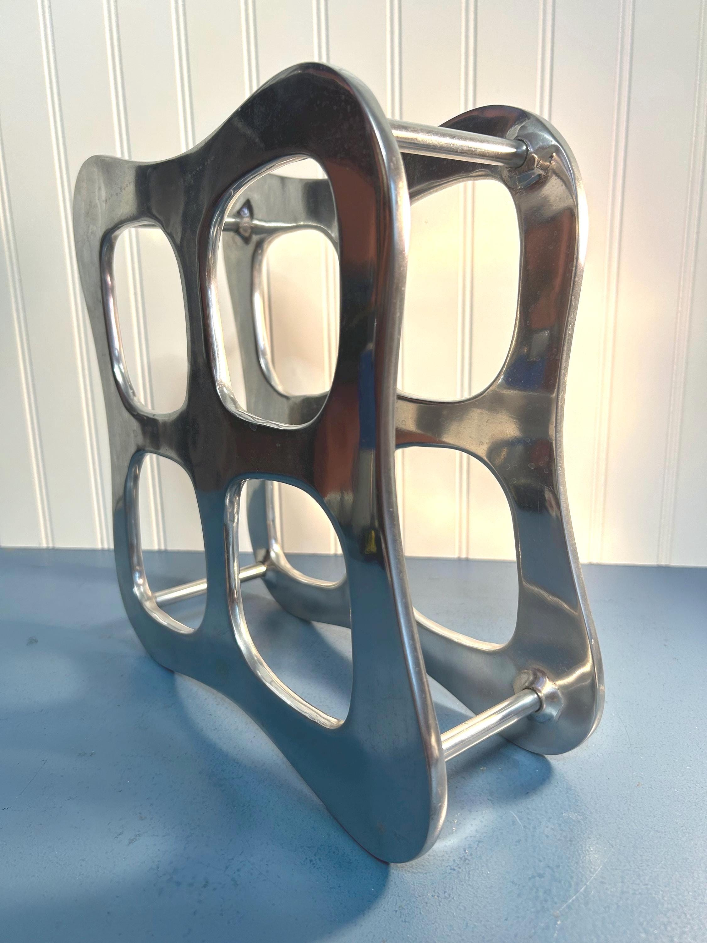 Vintage Aluminum Wine Rack for Countertop/ Table Holds 4 Bottles 11x 11 ...